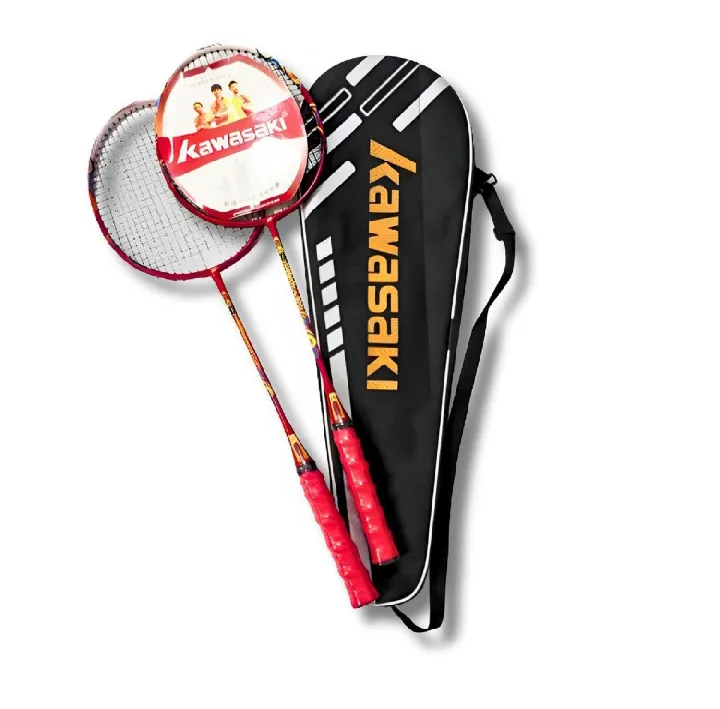 Super Quality T-LESS Kawasaki Badminton Rackets Pair With Net and ...