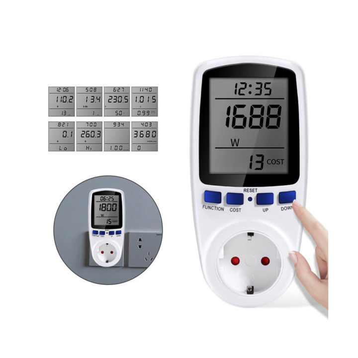 Digital Power Meter AC 220V Wattmeter Socket LCD Consumption Wattage ...