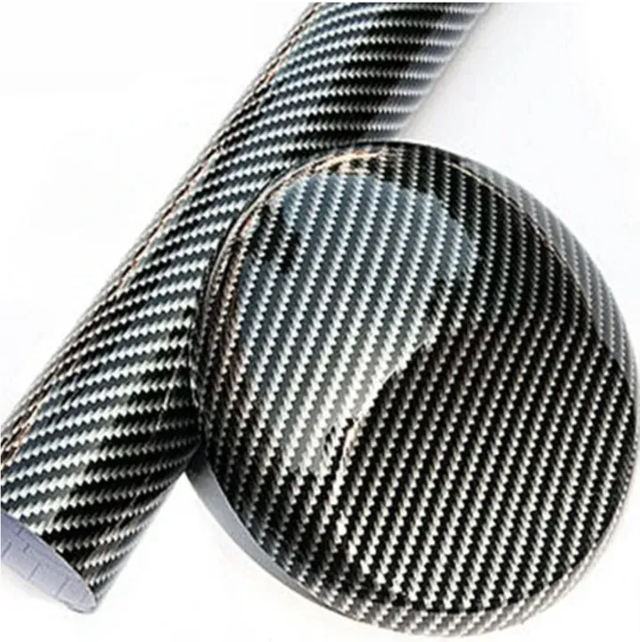 30cmx50cm Super Glossy Black and Silver Carbon Fiber Wrap Sheet Roll ...