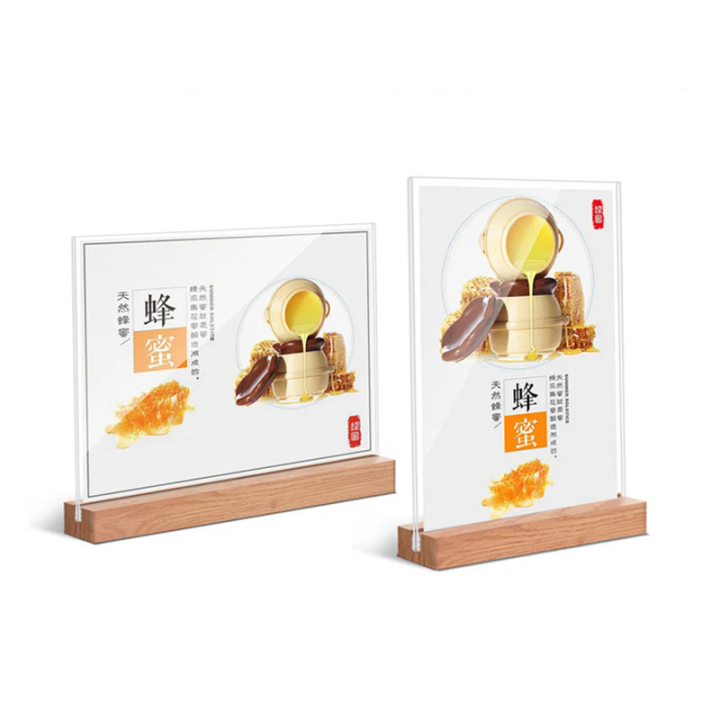 Acrylic Table Sign Display Stand Double Sided Clear Photo Frame Ad ...
