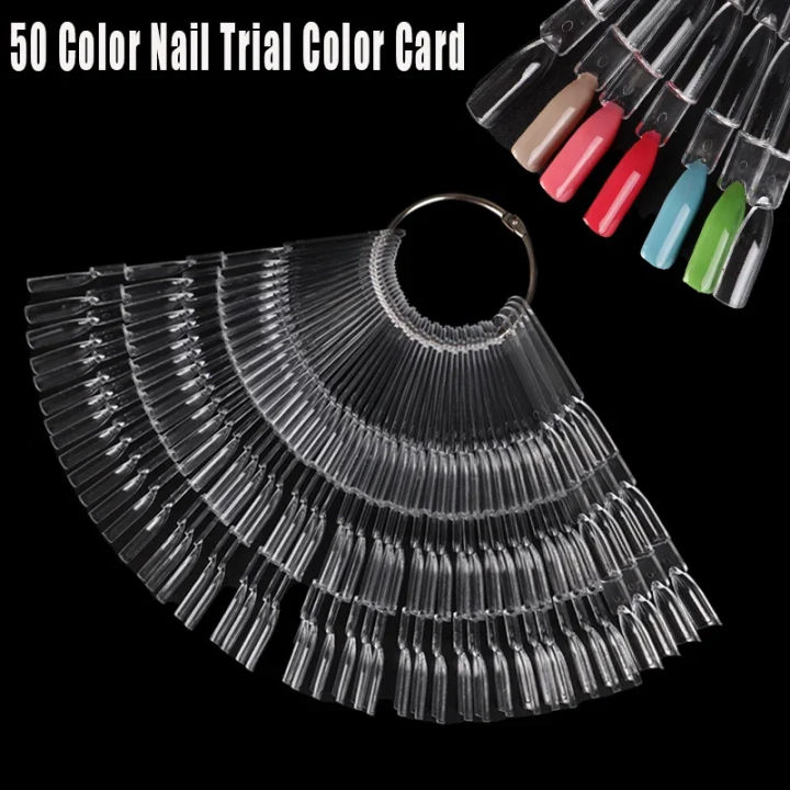 50 Nail Color Card Clear Nail Swatches Color Card Display Chart Gel ...