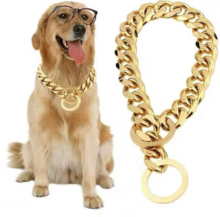 Gold Dog Chain, Stainless Steel Dog Collar Choker, Luxury Designer ...