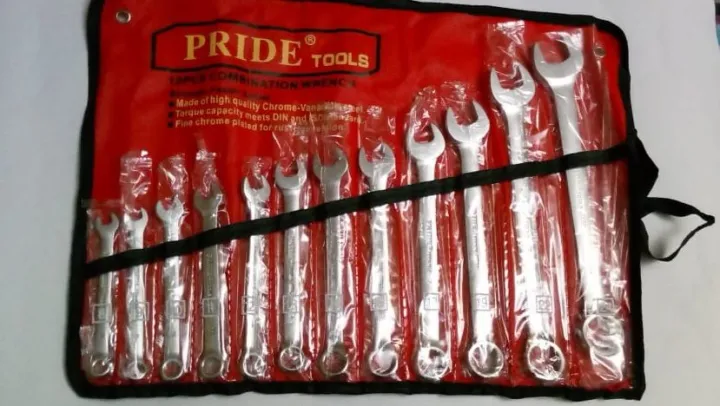 Pride Professional Combination Wrench Spanner Tool Ring Spanner Set 12 ...