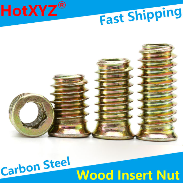 Carbon Steel Countersunk Hex Socket Drive Threaded Insert Nuts Fastener Connector for Wood ...
