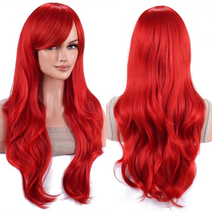 SyntheticrobeautyMermaidWigLong Red Curly Body Wave ...