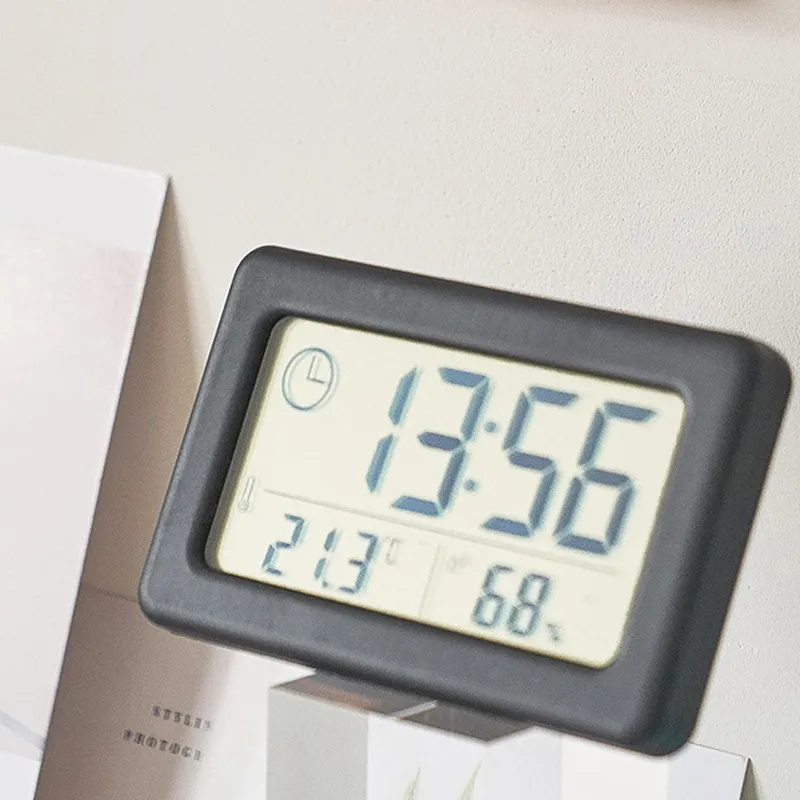 Mini Digital Clock Temperature & Humidity Display Portable Desk Clock ...