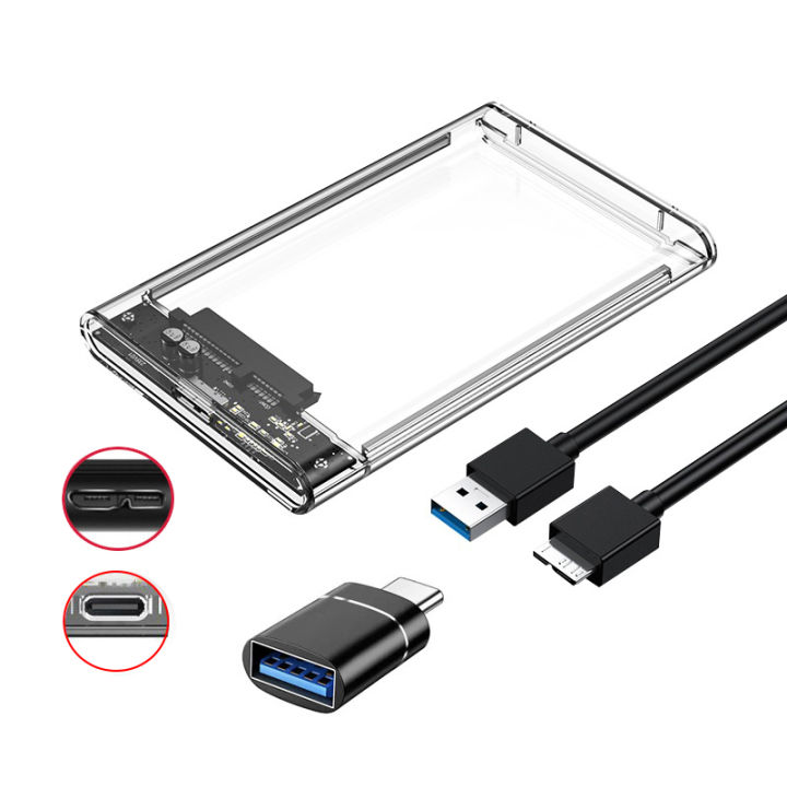 Transparent HDD Case HDD Enclosure 2.5 inch SATA To USB 3.0 Type-C 3.1 ...