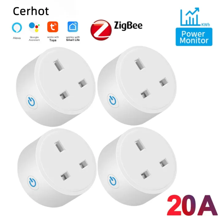 Cerhot Tuya ZigBee Plug Smart Socket 20A Power Monitor Smart Plug UK ...