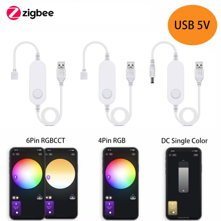 5V USB Zigbee 3.0 Led Strip Light Controller RGB RGBCCT LED Light Strip ...
