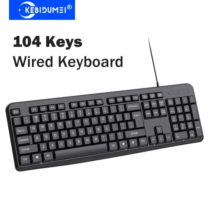 KEBIDUMEI 104Keys Wired Keyboard USB Wired Keyboard Mute Gaming ...