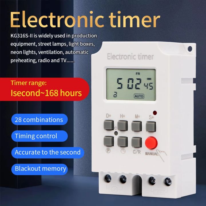 Automatic Electronic Timer Switch Relay 220V 25A Weekly 7 Days Minutes ...
