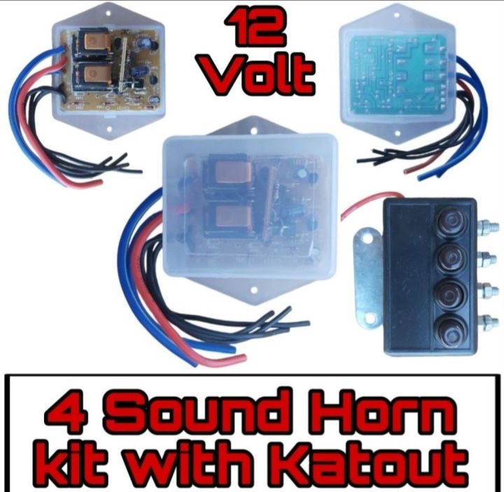 4 sound horn katout kit 12V with 4 buttons , for all horns | Daraz.pk