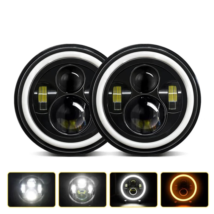 2pcs Universal 7 Inch Led Car Motorcycle Headlight DRL H4 Headlamp For ...