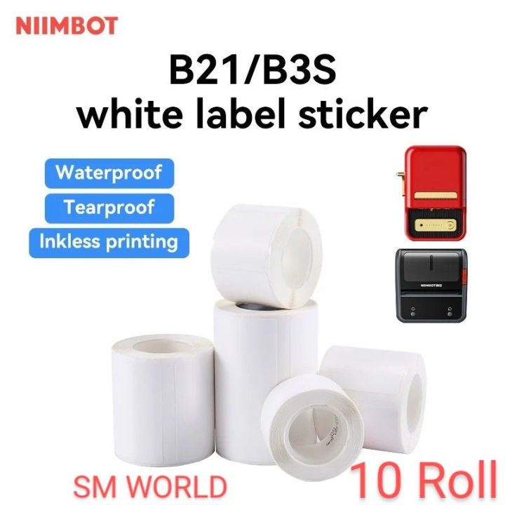NiiMbot B21 B1 B3s Label Paper 10 Roll Waterproof Anti-Oil Tear ...