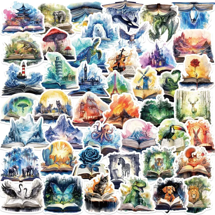 50Pcs The World in Books Stickers Pack for Kids Teens Boys Girls ...