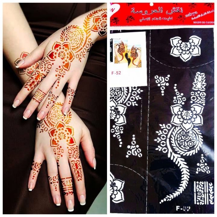 Henna sticker stencils simple design for both hand | Daraz.com.bd