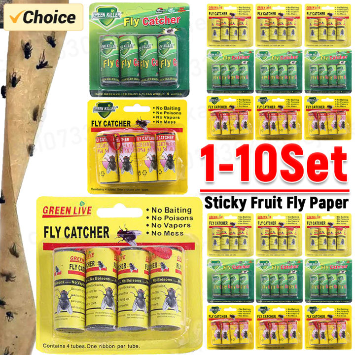 4-40Rolls Fly Sticky Paper Disposable Fly Killer Bug Trap Pest Control ...