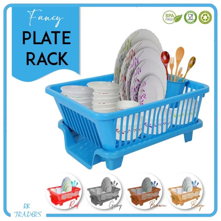 Fancy Plate Rack - 3 in 1 Large Durable Plastic Kitchen Sink Dish Rack ...