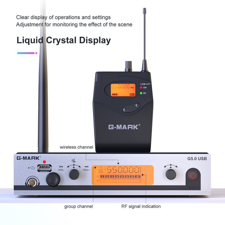 In Ear Monitor Wireless System G-MARK G5.0USB Single Channel UHF ...
