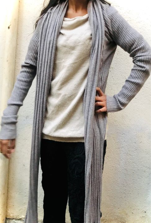Grey overcoat with long front hem ladies wear | Daraz.lk