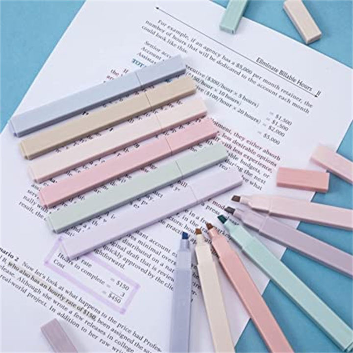 6PCS Fluorescent Colors Chisel Tip Aesthetic Highlighter Marker Pens ...