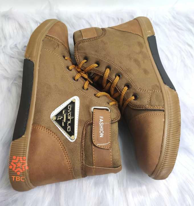 Boot shoes for man high neck design korean mashup leather breathable ...