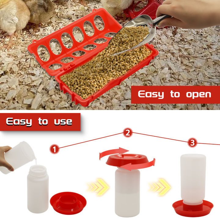 Chicken Feeder Food Trough and Automatic Water Feeder 1L Drinker For ...