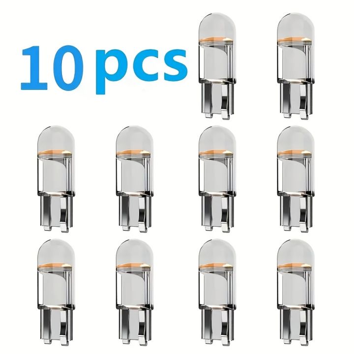 10 Bulbs in White And Ice Blue Colors, T10 Glass, 360° Illumination ...