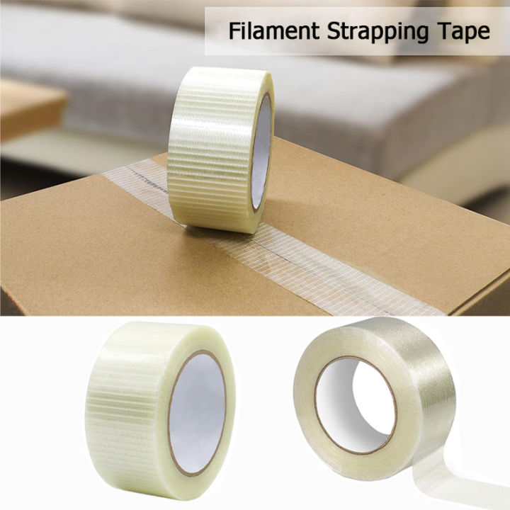 25M Strong Filament Strapping Tape Heavy Duty Transparent Reinforced Fiberglass Tape Single Side ...