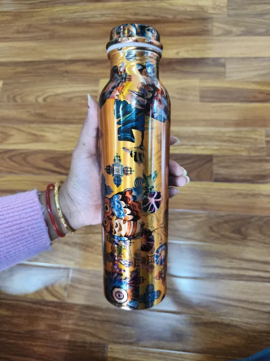 Printed Copper Bottle 1 Litre, Premium Copper Water Bottle, Copper ...