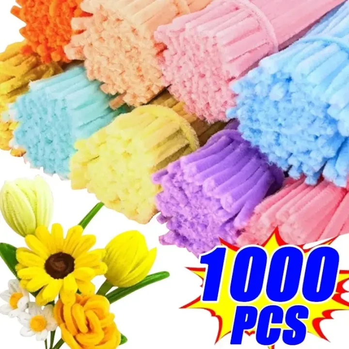 NEW 1000Pcs Colorful Chenille Stem Pipe Cleaners Plush Twisted Stem ...
