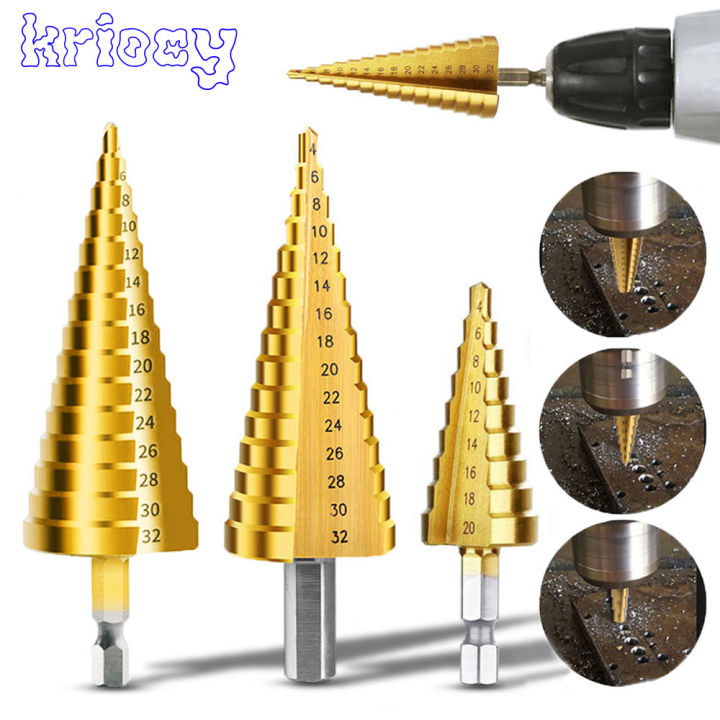 3-12mm 4-12mm 4-20mm HSS Straight Groove Step Drill Bit Set Titanium ...