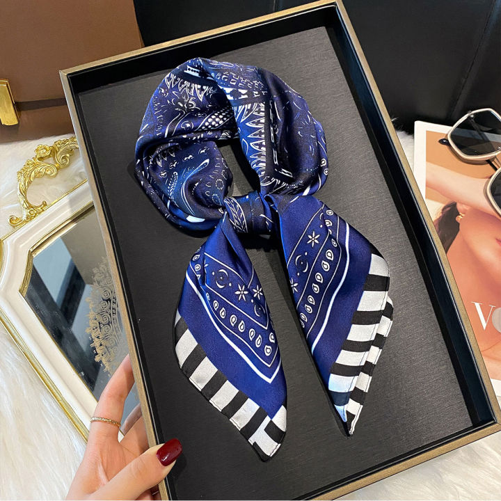 Women Luxury Print Silk Square Scarf Spring Neck Tie Shawl Hijab Wraps ...