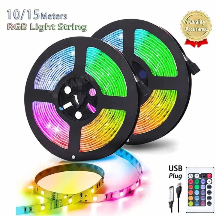 LED Strip Lights 10M 15M USB 24-key Infrared Remote Control RGB Multi ...