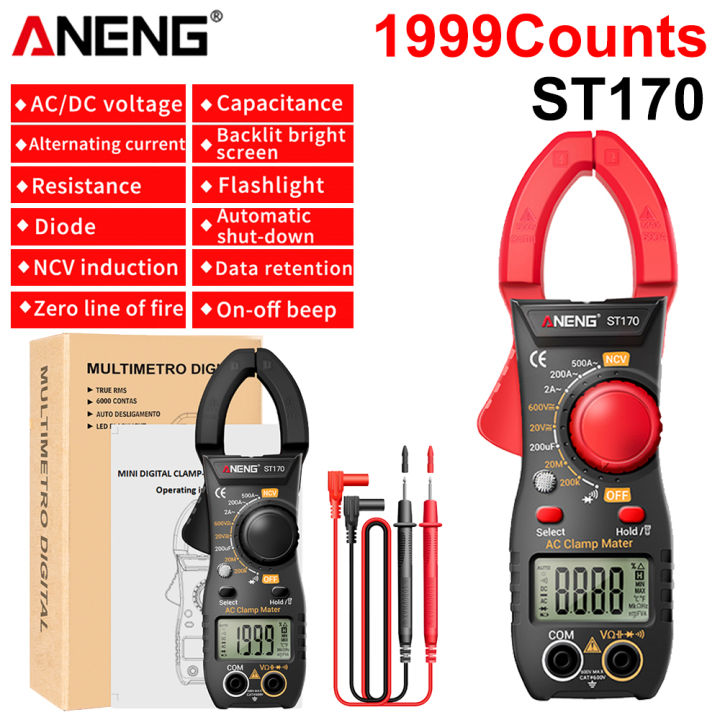 ANENG ST170 Professional Digital Clamp Meter DC/AC Current Multimeter ...