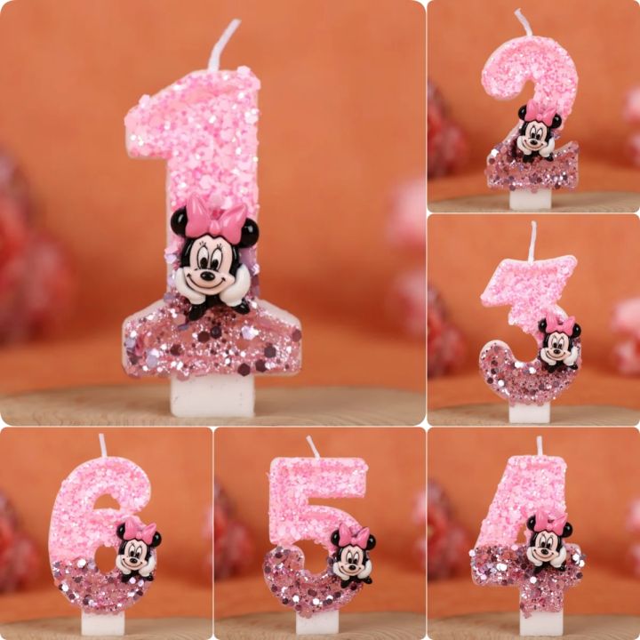 Hot Happy Birthday Number 0-9 Candles Cartoon Mickey Minnie Mouse ...