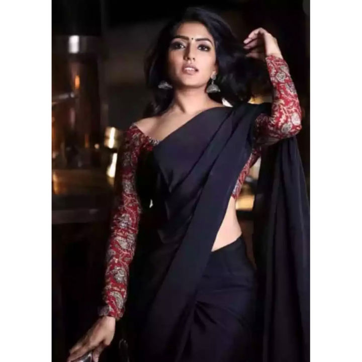 Muslin Than Shari Red Colour Saree Same As Picture Saari For Woman Sari ...