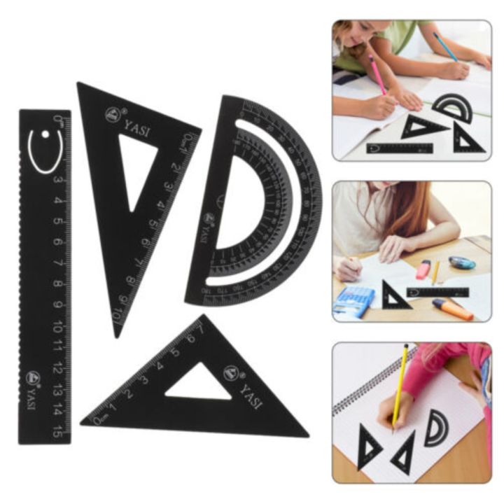4Pcs/Set Measuring Drawing tools Portable Square Triangle Students ...