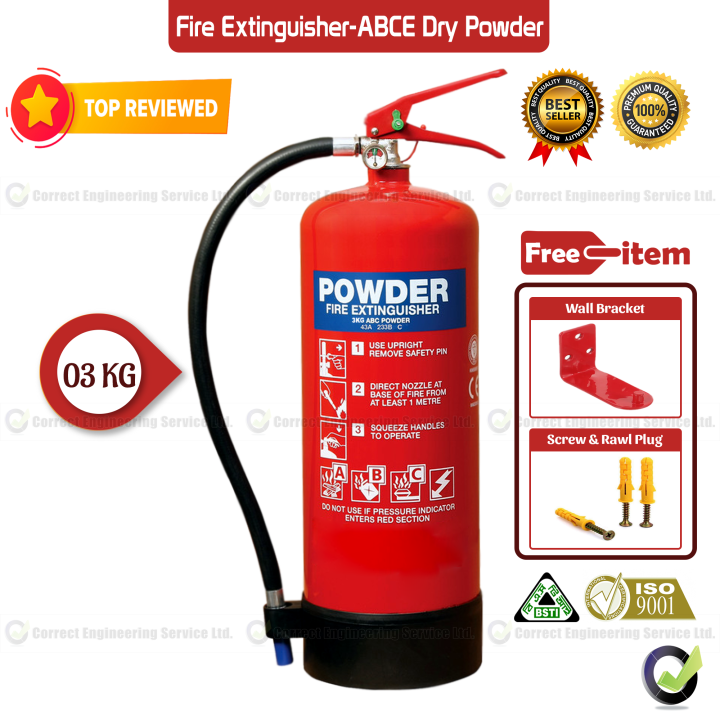 Fire Extinguisher ABC Dry Chemical Powder 03 KG-Red | Daraz.com.bd