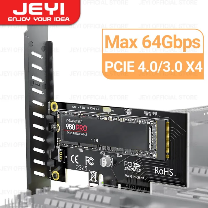 JEYI M.2 NVME to PCIe 4.0 3.0 SSD Adapter, 64Gbps PCIe 4.0 X4 X8 X16 ...