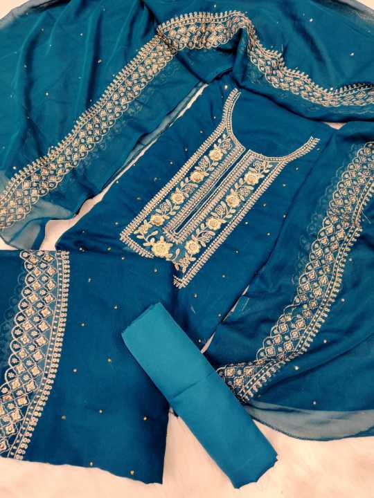 Jesan Super Shop Bangla Georgette/Jorjet Shalwar Kameez Unn Reddy Four ...