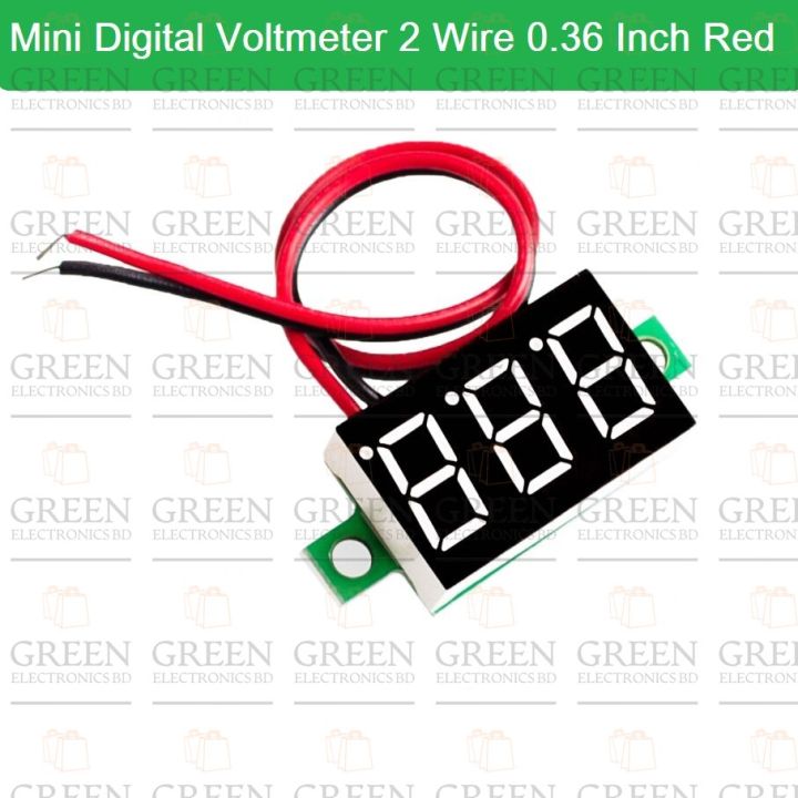 2 Wire Mini Digital Car Voltmeter 2 Wire 0.36″ Inch Red LED Display DC ...