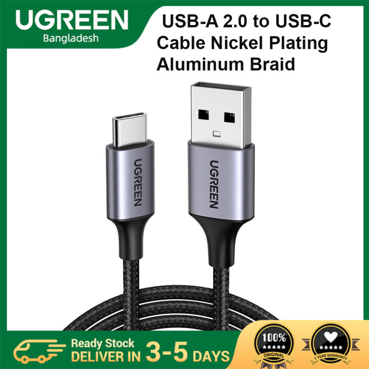 UGREEN US288 USB-A 2.0 to USB-C Cable Nickel Plating Aluminum Braid ...
