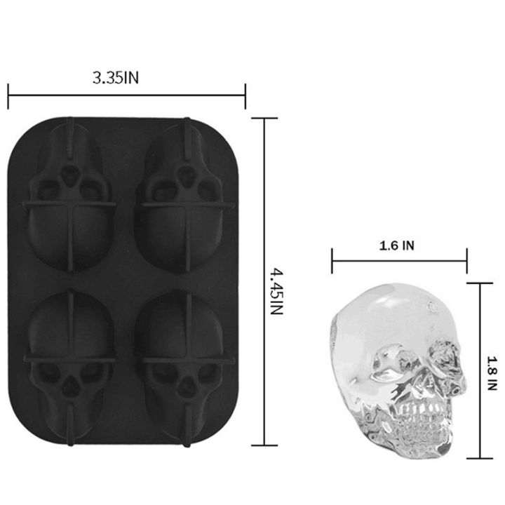 3D Skull Silicone Mold Ice Cube Maker Chocolate Mould Tray Ice Cream ...