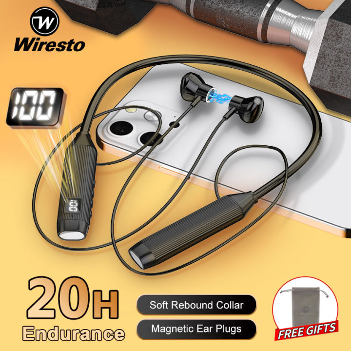 Wiresto BT107 TWS Earphone Half In-Ear Headphones Bluetooth 5.0 Earphones Neck Hanging Earbuds ...