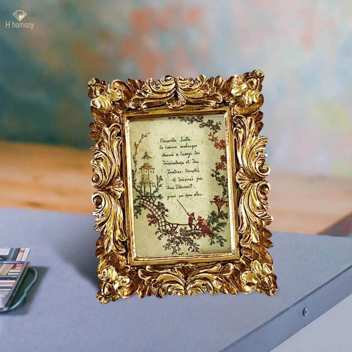 Photo Frame Tabletop Wall Hanging Floral Embossed Frames Picture Frame ...