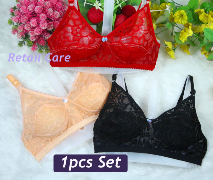 ROMANTIC MOOD Women's Non Padded Non-Wired Women’s net Designed Bra ...