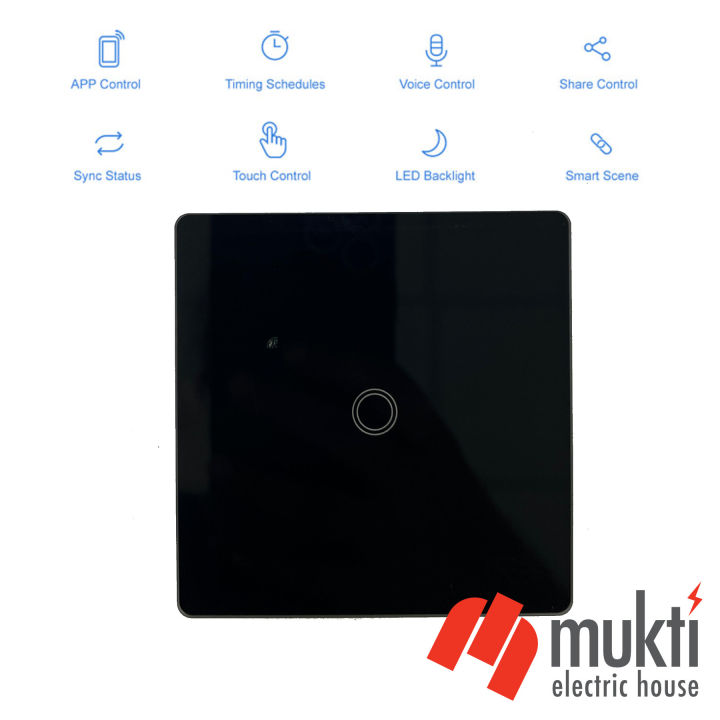 R2R VIP Black One Gang Wifi Switch Intelligent Touch Remote Glass Panel ...