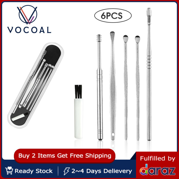 Vocoal 6PCS Ear Pick Set Portable Ear Cleaner Set Stainless Steel ...
