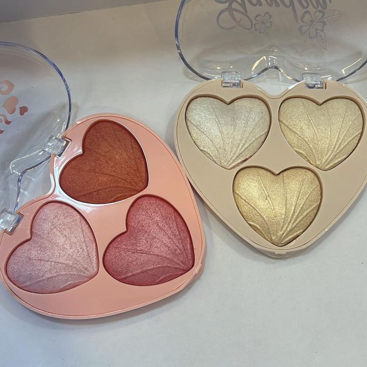 3 Colors Face Makeup 3D Effect High Pigment Heart Shape Makeup ...